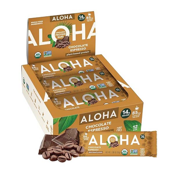 Aloha Plant Based Protein Bar - Chocolate Expresso - 12 Count