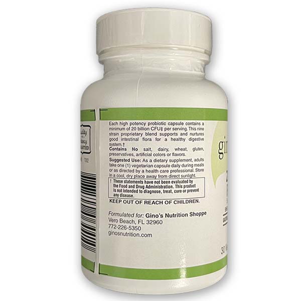Gino's Nutrition 20 Billion Probiotic - 30 Capsules